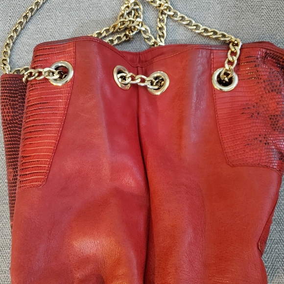 Desmo | Bags | Vintage Red Snake Leather Bullocks Bucket Handbag With ...